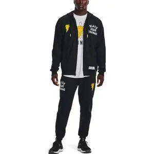 Under Armour Project Rock Black Adam Full Zip Rival Fleece Hoodie 'black Yellow