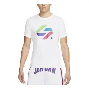 JORDAN Casual Pattern Logo Printing Round Neck Pullover Short Sleeve White T-shirt