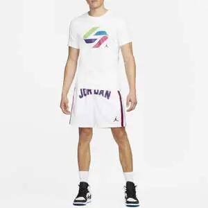 JORDAN Casual Pattern Logo Printing Round Neck Pullover Short Sleeve White T-shirt