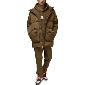 JORDAN Logo Zipper Mid-length Down Jacket