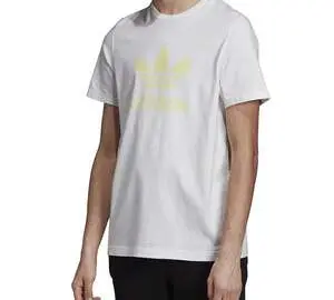 Adidas Originals Chest Logo Printing Sports Short Sleeve White - White/yellow