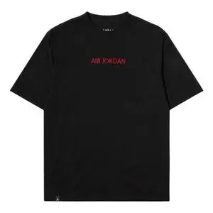 JORDAN Embroidered Round Neck Sports Short Sleeve T-shirt Black