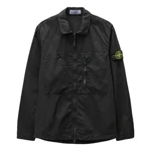 Stone Island Brushed Cotton Canvas Zip Shirt Jacket - Black