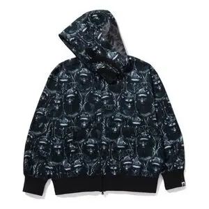 A BATHING APE Shark Graffiti Full Zip Hoodie - Black