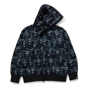 A BATHING APE Shark Graffiti Full Zip Hoodie - Black