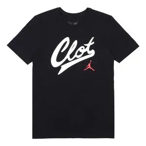 JORDAN X Clot Crossover Printing Round Neck Short Sleeve Us Edition - Black