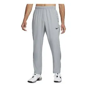 Nike Dri-fit Solid Color Logo Straight Breathable Sports Pants/trousers/joggers Gray - Multi-color