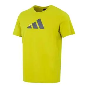 Adidas Alphabet Logo Printing Round Neck Short Sleeve Yellow T-shirt - Default Color