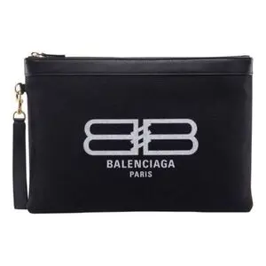 Balenciaga Bb Logo Flat Pouch - Black