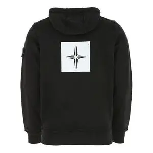 Stone Island Box Print Pullover Hoodie - Black