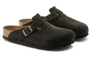 BIRKENSTOCK Boston Soft Footbed Suede Leather Clogs - Mocha