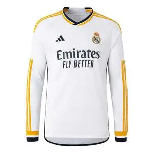 Adidas Real Madrid 23/24 Long Sleeve Home Soccer Jersey - White
