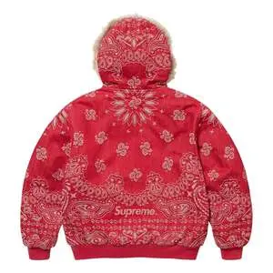 Supreme Bandana Jacquard Denim Hooded Work Jacket - Red