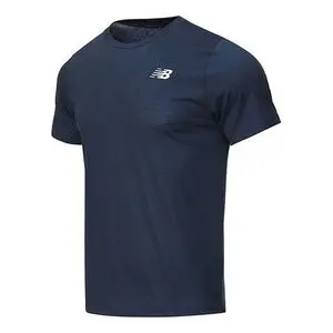 NEW BALANCE Impact Run Short Sleeve T-shirt Asia Sizing - Blue