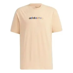 Adidas Neo Ss May Tee 2 Logo Embroidery Knit Sports Male - Yellow