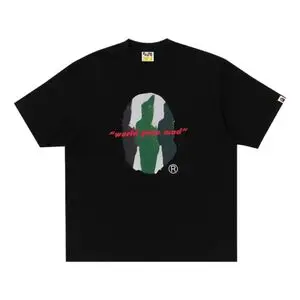 A BATHING APE Shark Seijin Ape Head Relaxed Fit Tee - Black