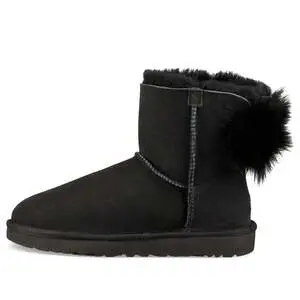UGG Fluff Bow Mini Boots - Black