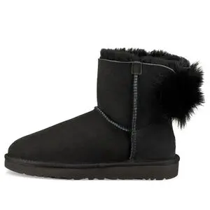 UGG Fluff Bow Mini Boots - Black