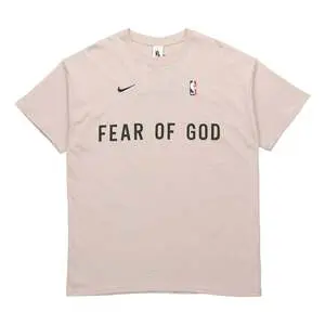 Nike X Fear Of God X Nba Crossover Alphabet Printing Round Neck Short Sleeve - Oatmeal