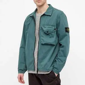 Stone Island Zip Pocket Overshirt 'petroleum - Blue