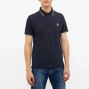 Stone Island Patch Tipped Polo Shirt - Navy