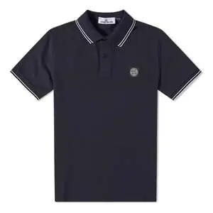 Stone Island Patch Tipped Polo Shirt - Navy