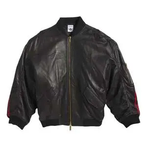 Adidas X Chavarria Leather Bomber Jacket - Black