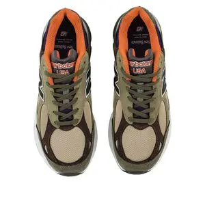 NEW BALANCE 990v3 Made In Usa Athletic Sneakers - Khaki/orange