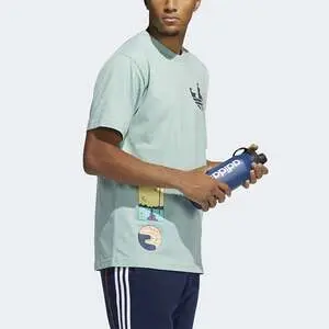Adidas Originals Surreal Summer Sports Printing Knit Breathable Round Neck Short Sleeve Gray Green - Graygreen