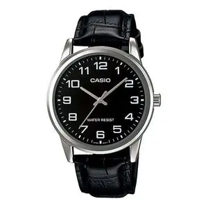 Casio Quartz Analog Leather Strap Watch - Silverblack