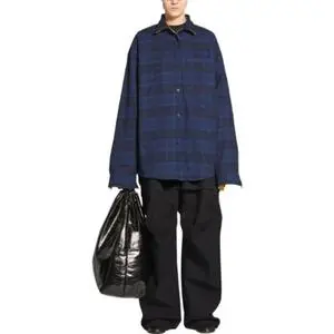 Balenciaga Reversible Oversized Check Overshirt 'yellow Blue