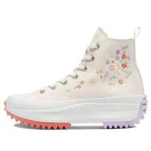 CONVERSE Converse Run Star Hike Platform High Top Embroidered Floral Sneakers Creambrown