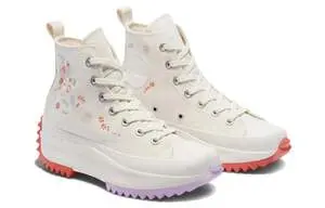 CONVERSE Run Star Hike Platform High Top Embroidered Floral Sneakers - Creambrown