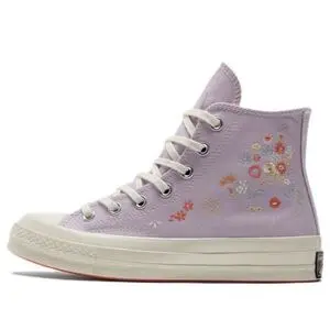 CONVERSE Chuck 70 High Top Embroidered Floral Print Sneakers - Purple