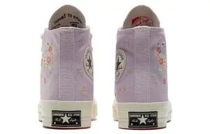 CONVERSE Chuck 70 High Top Embroidered Floral Print Sneakers - Purple