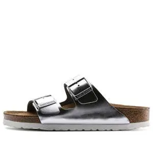 BIRKENSTOCK Birkenstock Arizona Soft Footbed Narrow Fit Metallic Sandals Silver