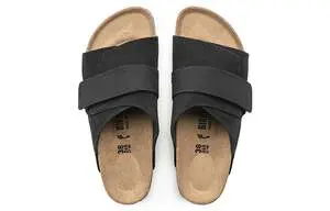 BIRKENSTOCK Kyoto Nubuck-suede Leather Sandals - Black