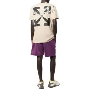 Off-White Ss22 Logo Round Neck Printing Short Sleeve Beige