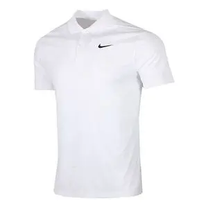 Nike Dri-fit Victory Logo Quick Dry Breathable Sports Short Sleeve Polo Shirt - White