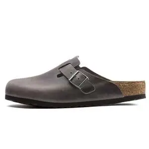 BIRKENSTOCK Boston Soft Footbed Oiled Leather Clogs - Grey