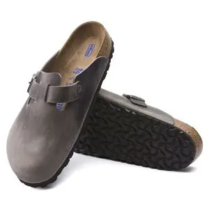 BIRKENSTOCK Boston Soft Footbed Oiled Leather Clogs - Grey