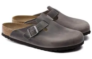 BIRKENSTOCK Boston Soft Footbed Oiled Leather Clogs - Grey