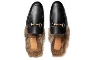 Gucci Princetown Horsebit Fur Lined Slipper