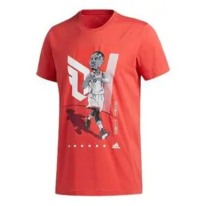 Adidas Basketball Sports Round Neck Short Sleeve - Red