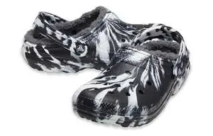 CROCS Classic Lined Clog Outdoor Sandals - White/black