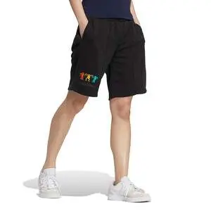 Adidas Embroidered Letter Drawstring Shorts - Black