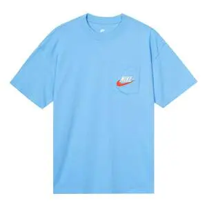 Nike Casual Sports Breathable Back Large Logo Round Neck Short Sleeve University Blue T-shirt - Multi-color