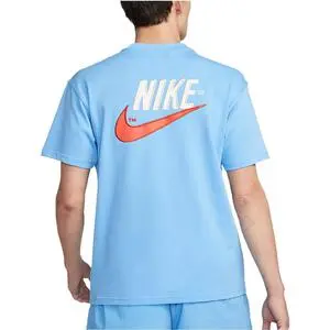 Nike Casual Sports Breathable Back Large Logo Round Neck Short Sleeve University Blue T-shirt - Multi-color