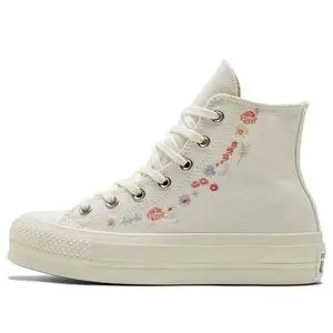CONVERSE Converse Chuck Taylor All Star Lift Platform Embroidered Floral High Top Sneakers White/egret