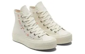 CONVERSE Chuck Taylor All Star Lift Platform Embroidered Floral High Top Sneakers - White/egret